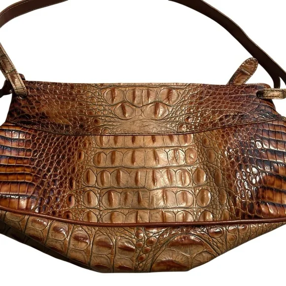 Brahmin Kathleen Melbourne Toasted almond Croc Leather Embossed ...